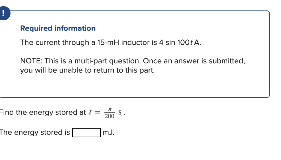 Solved ! Required information The current through a 15-mH | Chegg.com