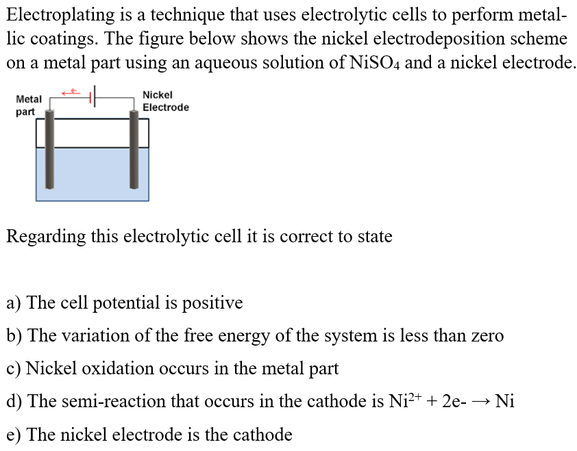 Solved Electroplating is a technique that uses electrolytic | Chegg.com