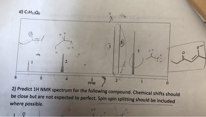 Solved C7H12O2 1HNMR Spectrum.my answer is shown on the left | Chegg.com