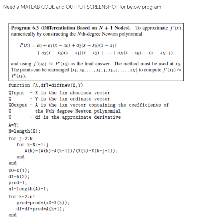 Solved Need a MATLAB CODE and OUTPUT SCREENSHOT for below | Chegg.com