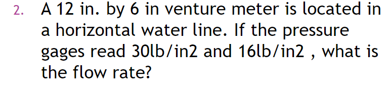 Solved 2. A 12 in. by 6 in venture meter is located in a | Chegg.com