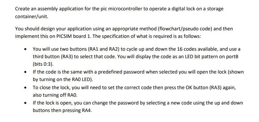 Create an assembly application for the pic | Chegg.com