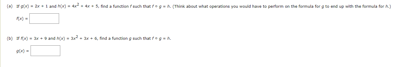 Solved f(x)= (b) If f(x)=3x+9 and h(x)=3x2+3x+6, find a | Chegg.com