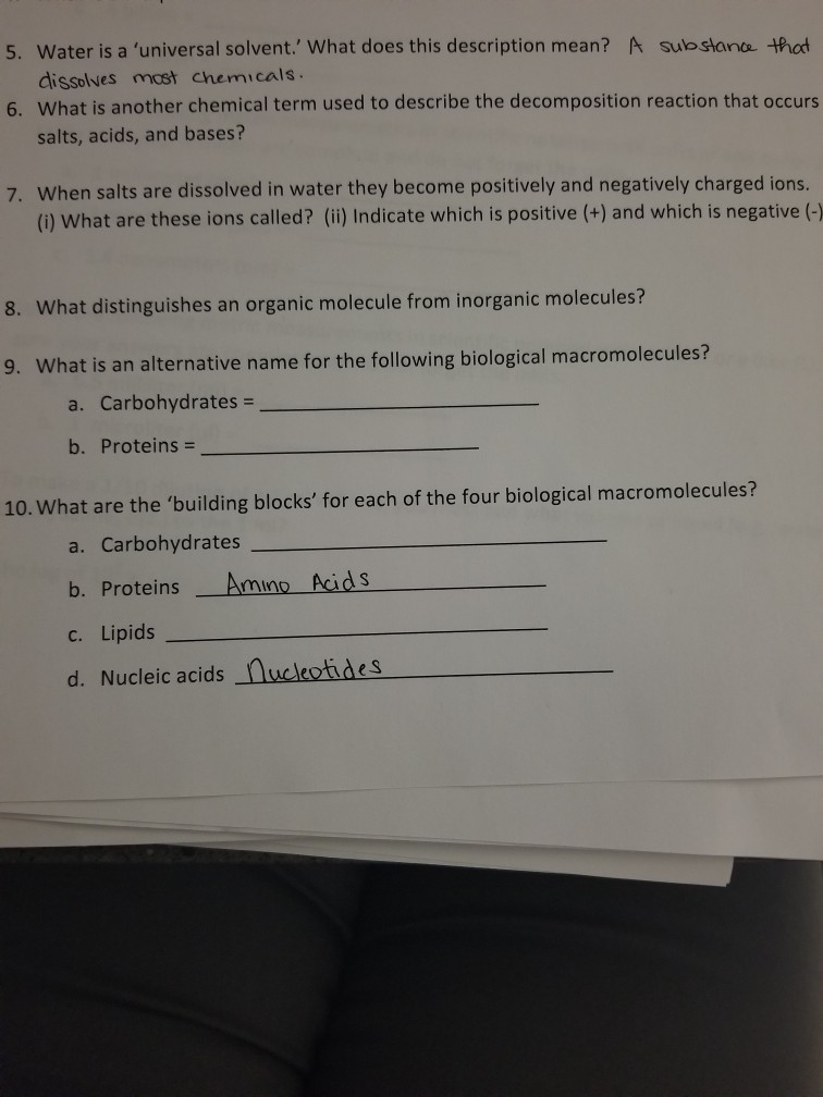 Solved 5. Water is a 'universal solvent.' What does this | Chegg.com