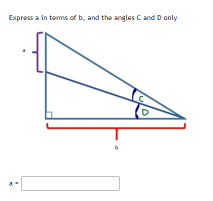 Solved Express a in terms of b, and the angles C and D only | Chegg.com