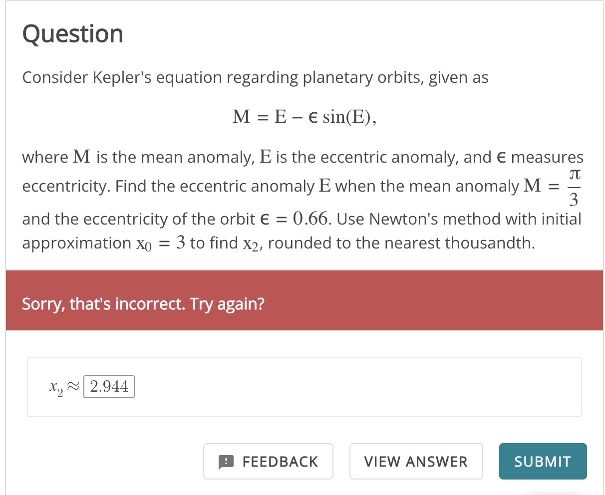 Solved Consider Kepler's equation regarding planetary | Chegg.com