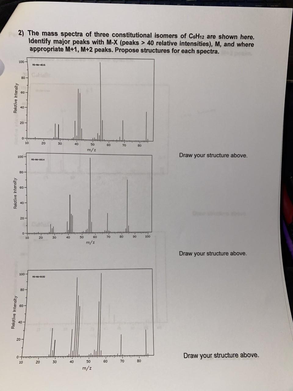 Solved 2) The mass spectra of three constitutional isomers | Chegg.com