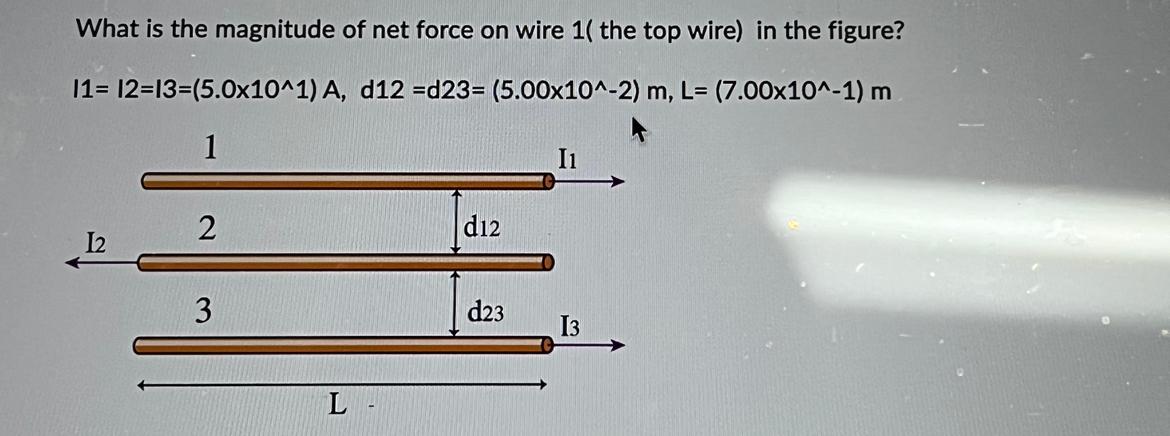 Solved What is the magnitude of net force on wire 1 ( the | Chegg.com