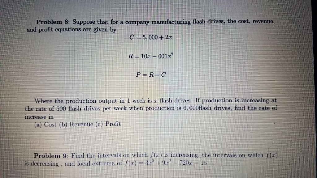 Solved Problem 8: Suppose that for a company manufacturing | Chegg.com