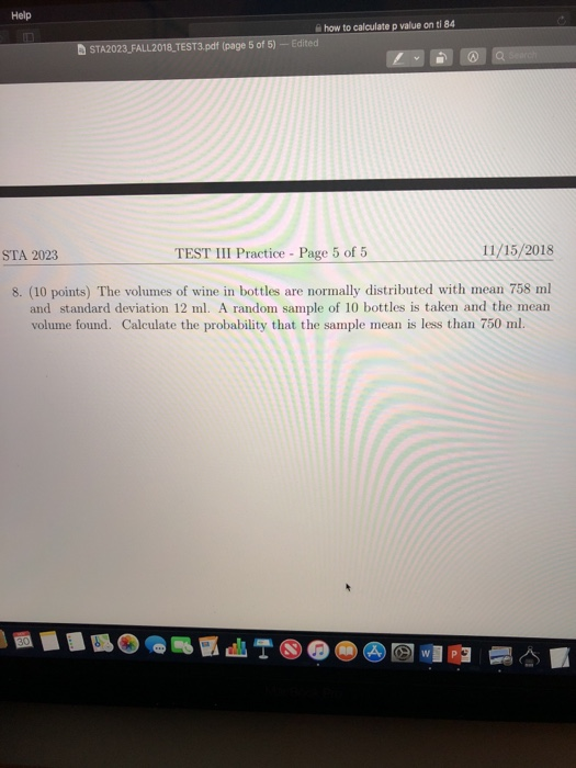 Solved Help how to calculate p value on ti 84 STA2023 | Chegg.com