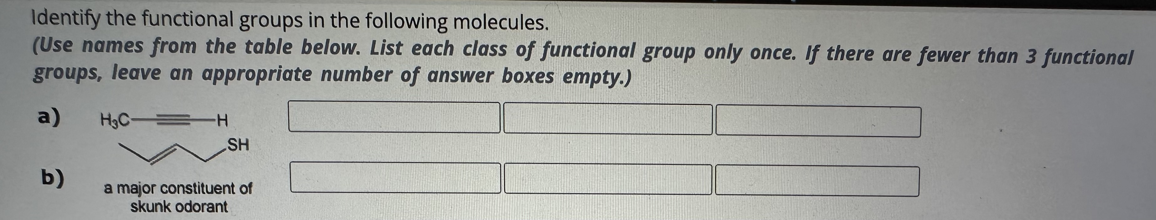 Solved (Use names from the table below. List each class of | Chegg.com