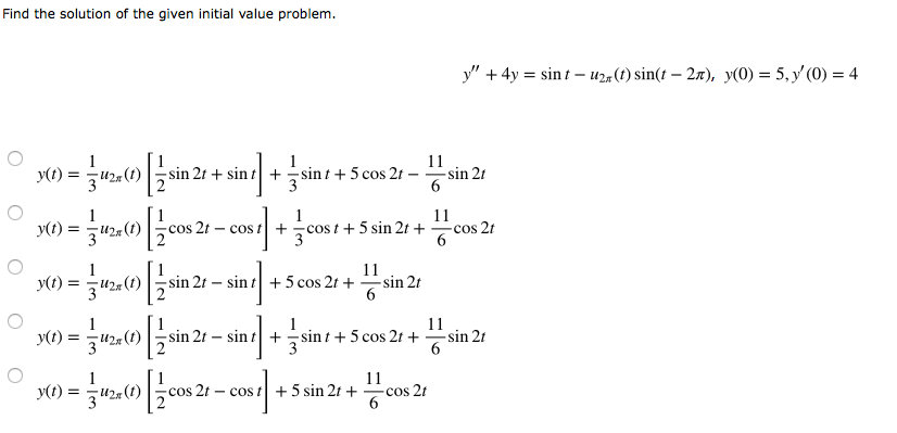 Solved Find the solution of the given initial value problem. | Chegg.com