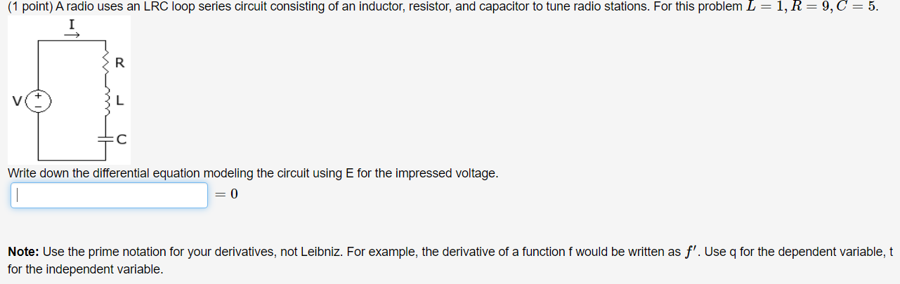 Solved (1 point) A radio uses an LRC loop series circuit | Chegg.com