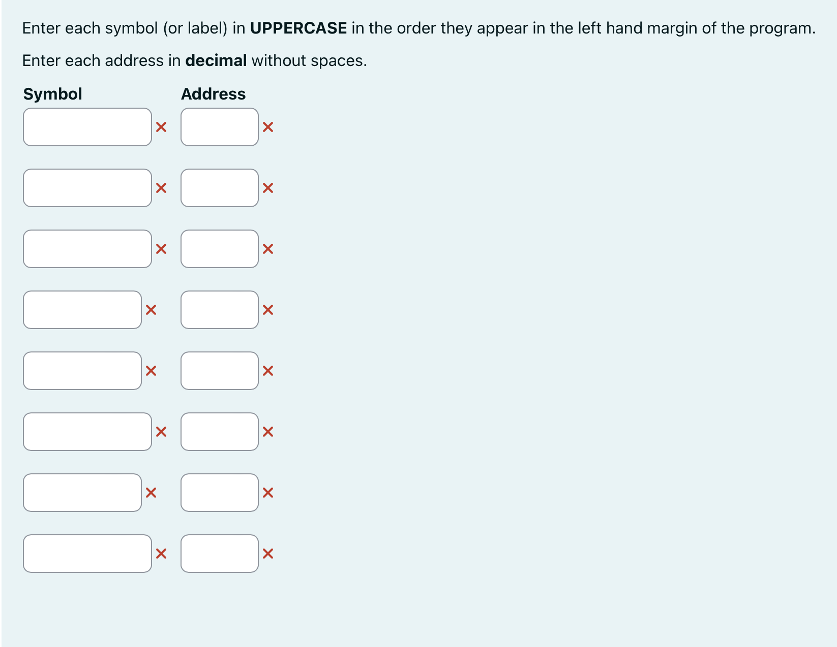Solved Enter each symbol (or label) in UPPERCASE in the | Chegg.com