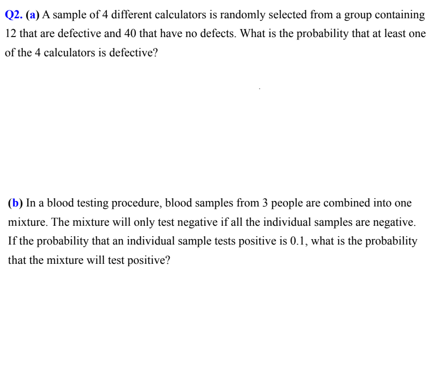 Solved Q2. (a) A sample of 4 different calculators is | Chegg.com