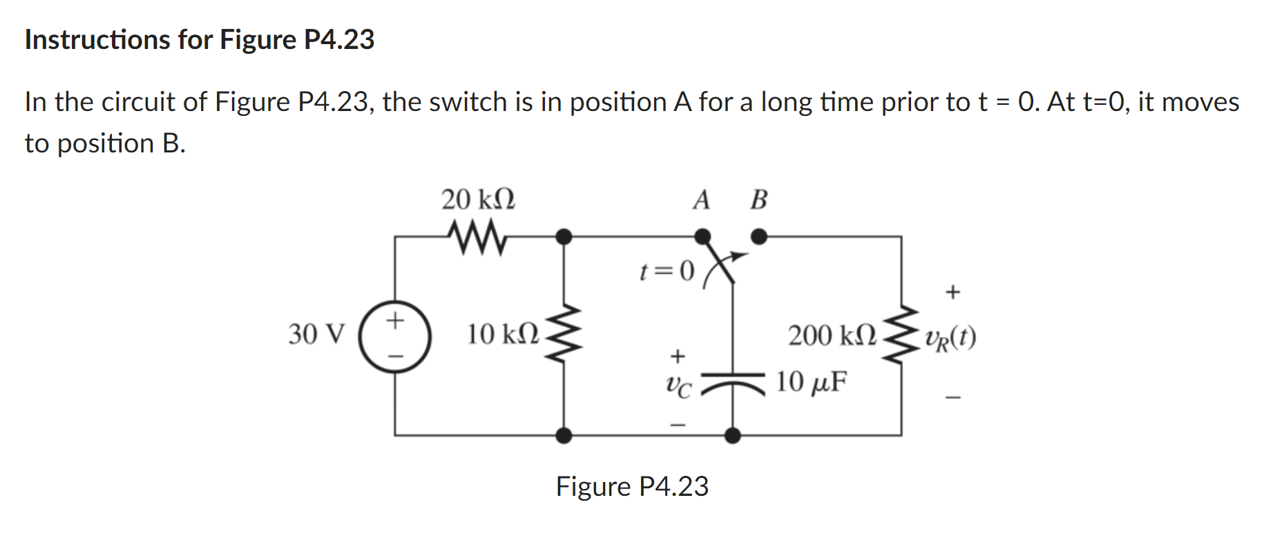 Solved In the circuit of Figure P4.23, the switch is in | Chegg.com