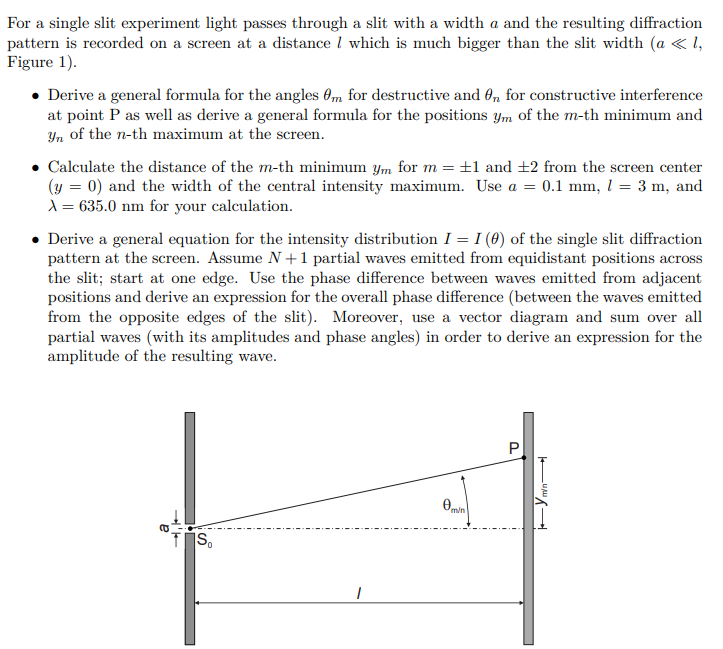 or a single slit experiment light passes through a | Chegg.com