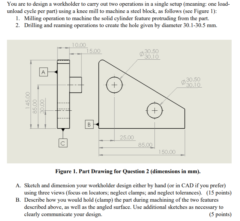 Solved You are to design a workholder to carry out two | Chegg.com