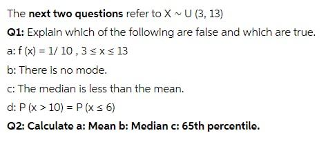 Solved The next two questions refer to X (3, 13) Q1: Explain | Chegg.com