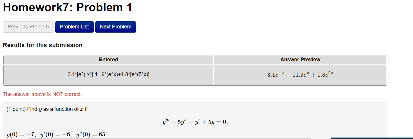 Solved Homework7: Problem 1 Previous Problem Problem List | Chegg.com