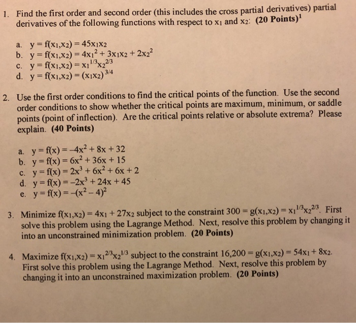 Solved Find the first order and second order (this includes | Chegg.com