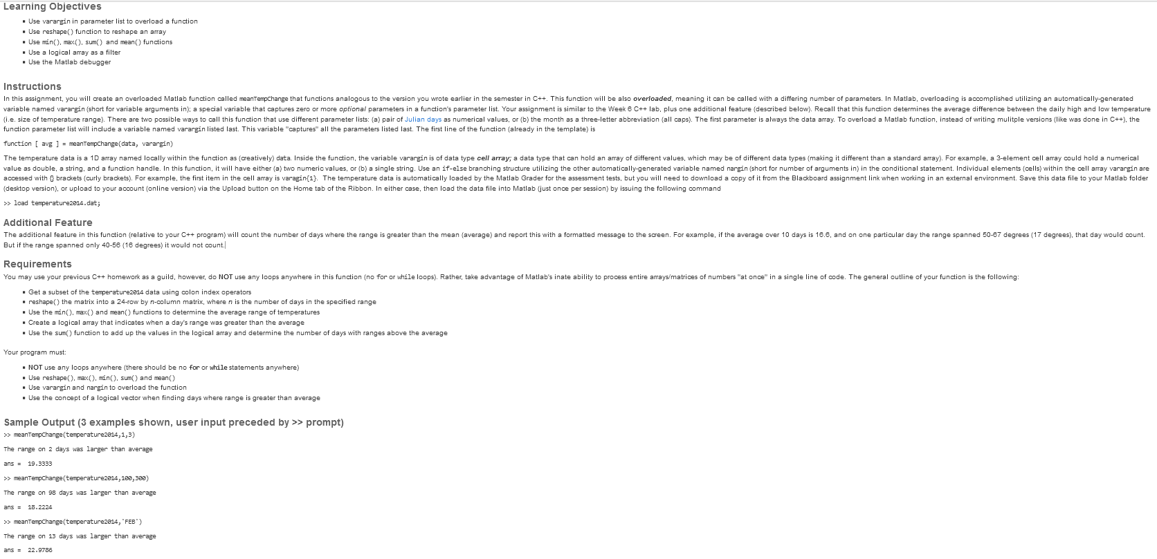 Solved Learning Objectives - Use varargin in parameter list | Chegg.com