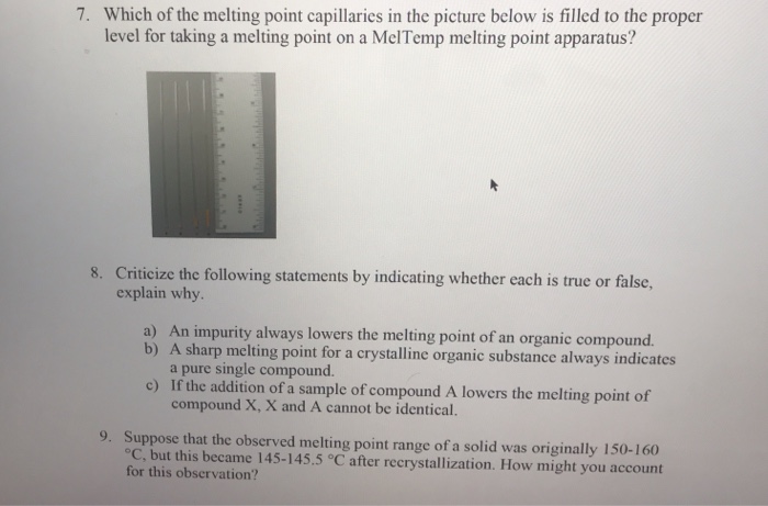 Solved Which of the melting point capillaries in the picture | Chegg.com