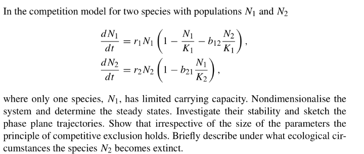 Solved In the competition model for two species with | Chegg.com