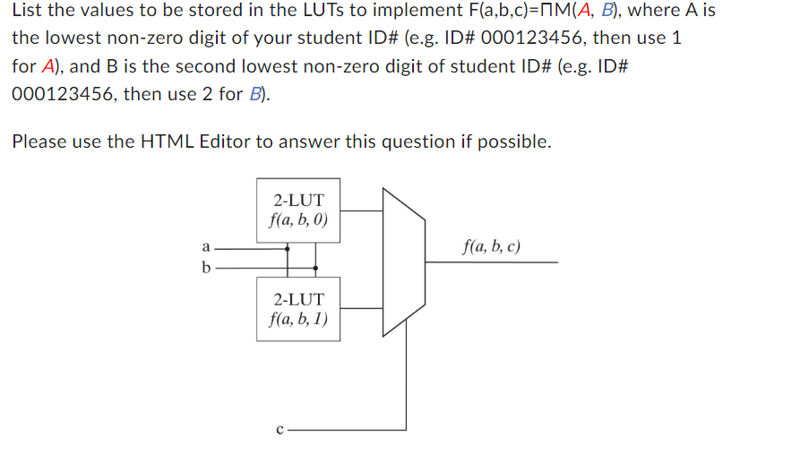 Solved List the values to be stored in the LUTs to implement | Chegg.com