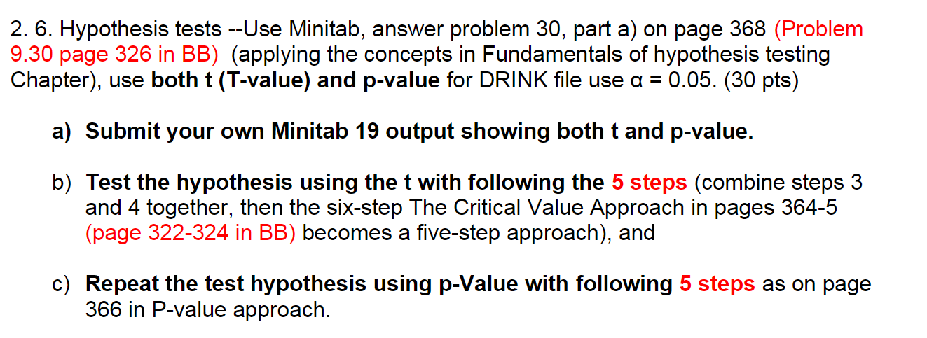 Solved 2. 6. Hypothesis tests --Use Minitab, answer problem | Chegg.com