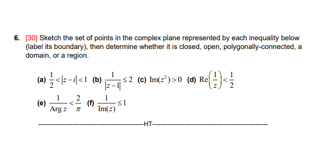 Solved [30] Sketch the set of points in the complex plane | Chegg.com
