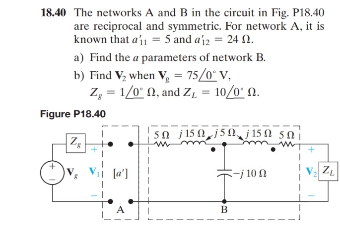 Solved 18.40 ﻿The networks A and B in ﻿the circuit in ﻿Fig. | Chegg.com