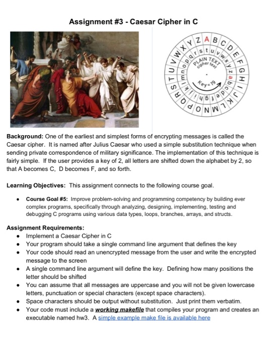 Solved Assignment #3-Caesar Cipher in C NZAB s t C D duvw | Chegg.com