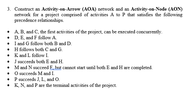 Solved MAKE SURE ITS ACTIVITY ON ARROW DIAGRAM (not the ones | Chegg.com