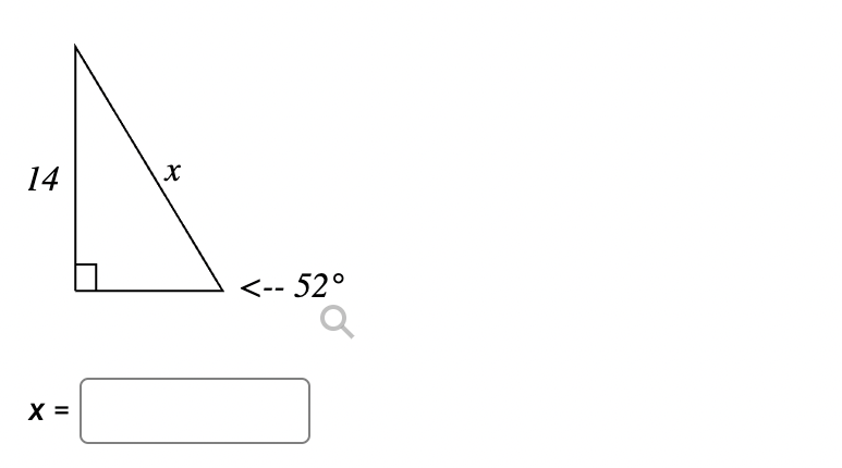 Solved For the right triangle below, find the length of x. | Chegg.com