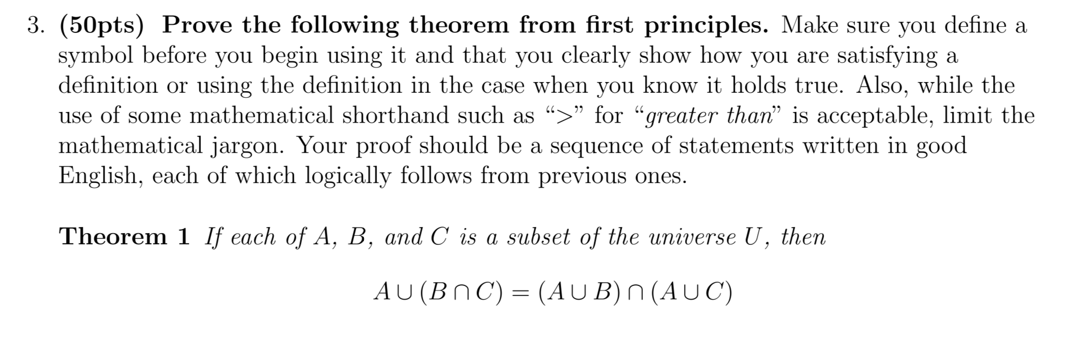 Solved 3. (50pts) Prove the following theorem from first | Chegg.com