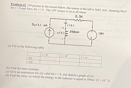 Solved Problem A2 ( 30 points) In the circuit below, the | Chegg.com