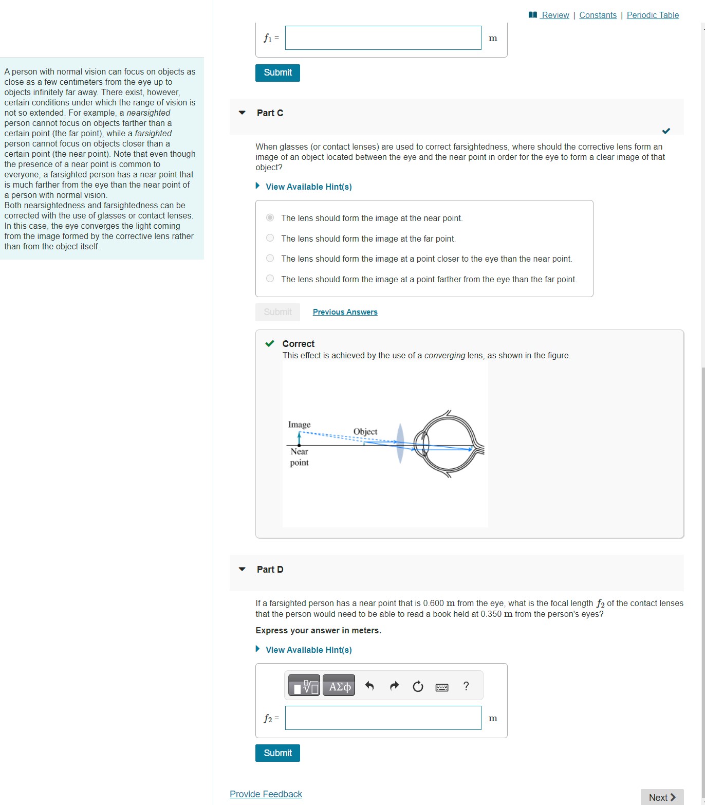 A person with normal vision can focus on objects as | Chegg.com