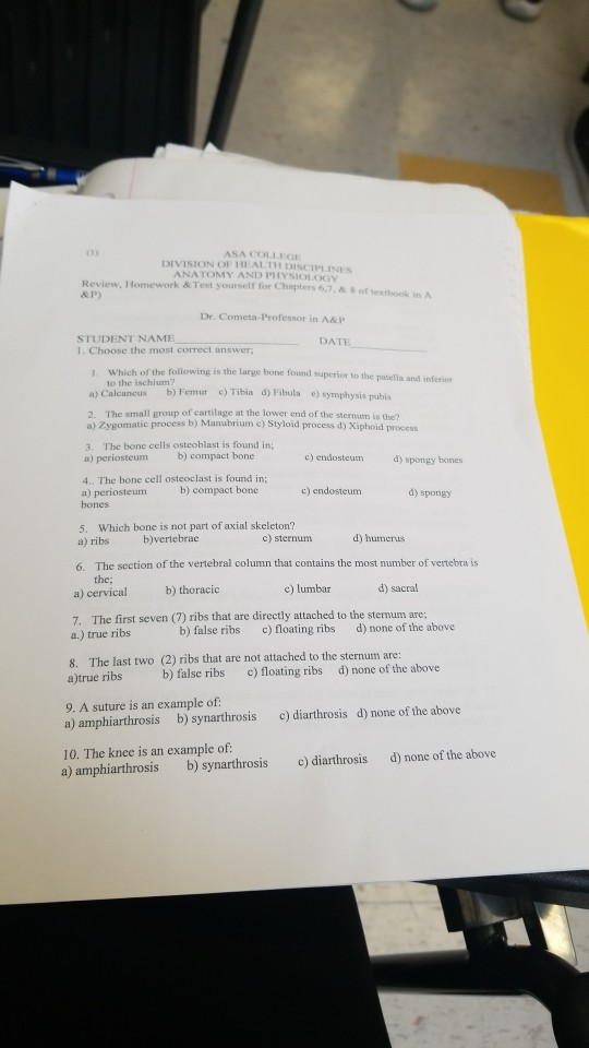 Solved DİVİSION OFHI COLLEGE DIVISION OF HEALTH DISCIPLINES | Chegg.com