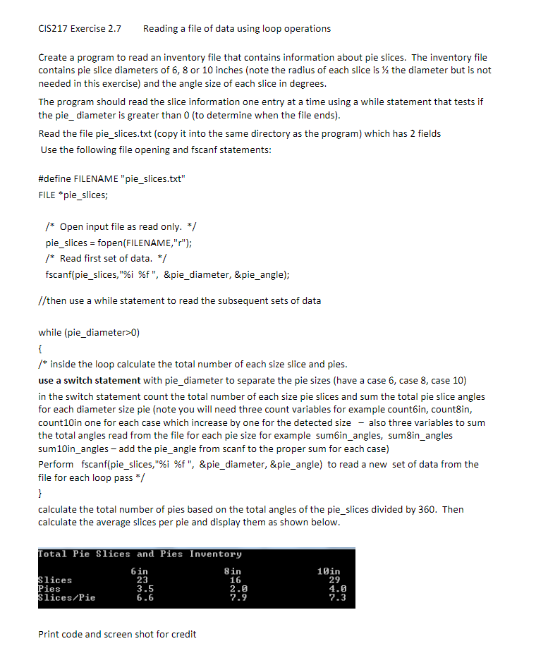 Solved Create a program to read an inventory file that | Chegg.com