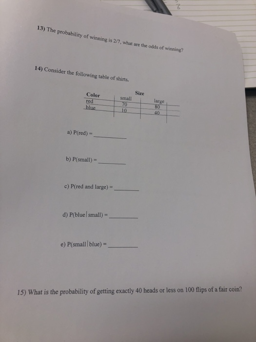 Solved 13) The probability of winning is 2/7, what are the | Chegg.com