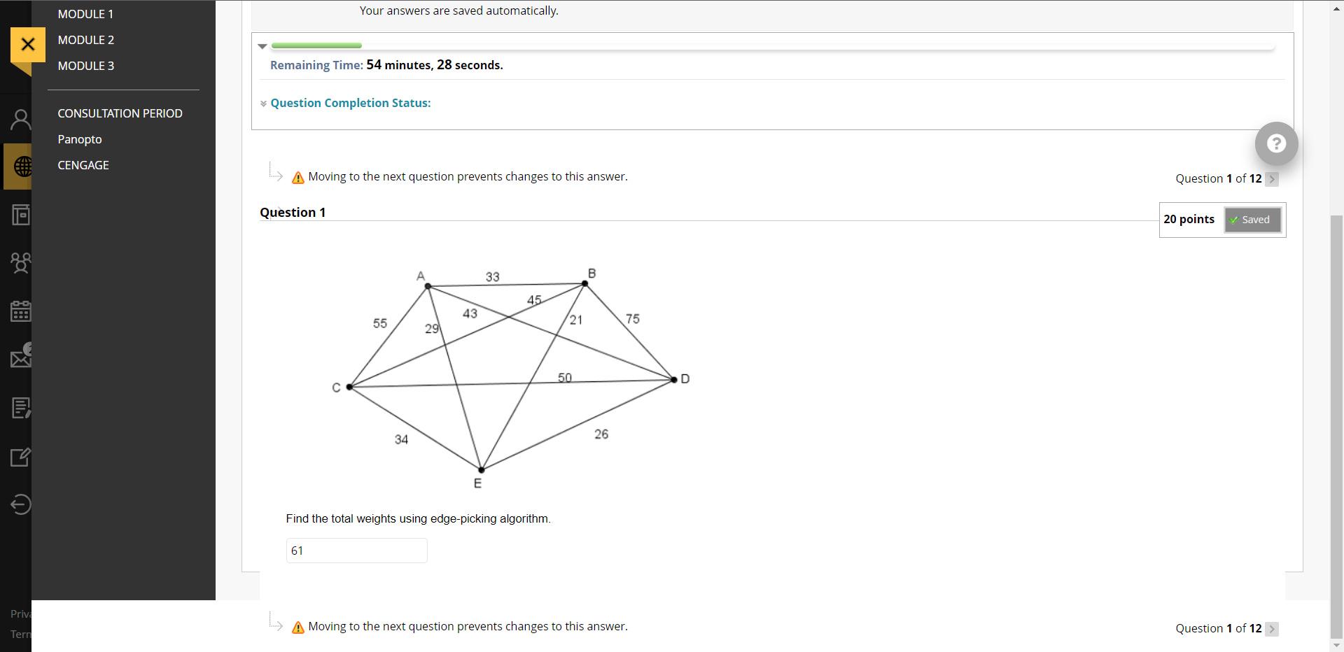 Solved Moving to the next question prevents changes to this | Chegg.com
