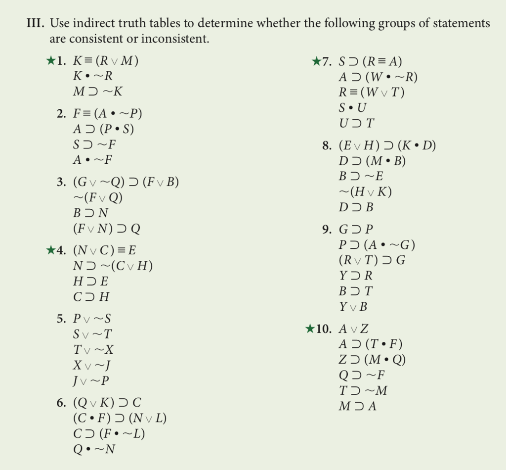 Solved Use indirect truth tables to determine whether the | Chegg.com