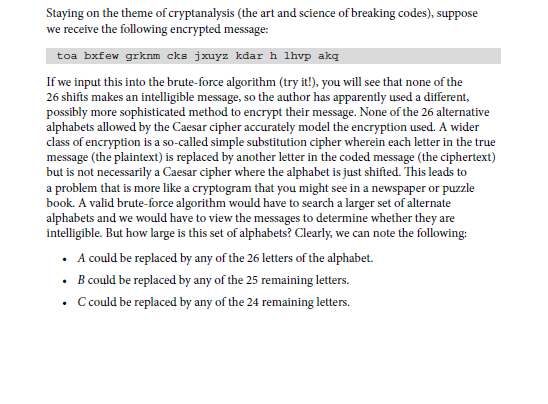 Solved A brute force decryption implementation is available | Chegg.com