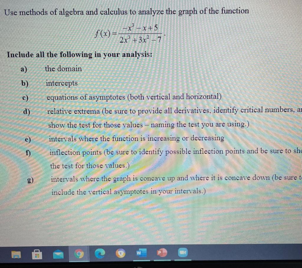 Solved Use methods of algebra and calculus to analyze the | Chegg.com