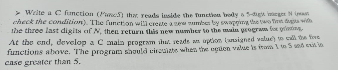 Solved Write a C function (Func5) that reads inside the | Chegg.com