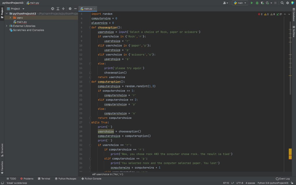 Solved python Project43 4main.py main v ca. Project - I- Le | Chegg.com