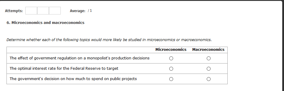 Solved Attempts: Average:1 6. Microeconomics and | Chegg.com
