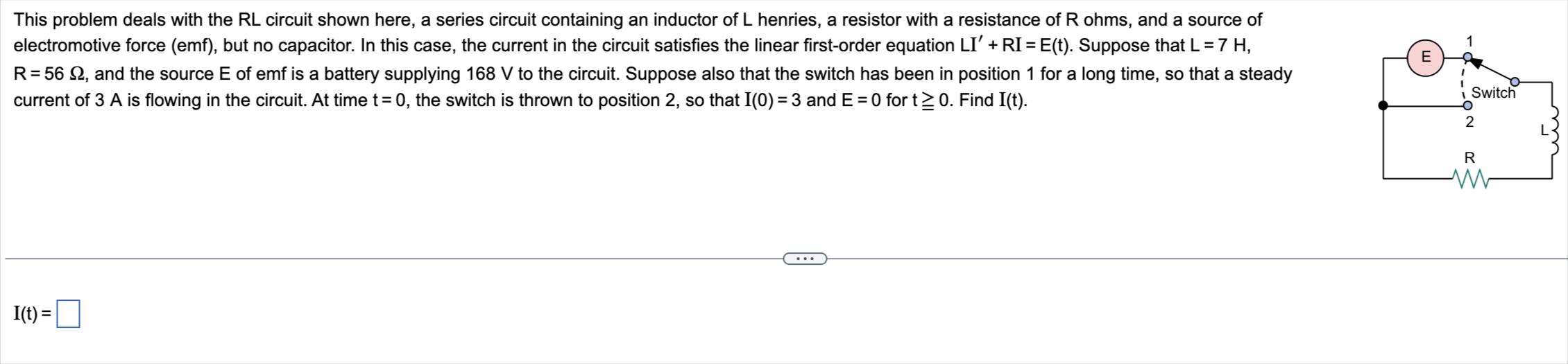 Solved This problem deals with the RL circuit shown here, a | Chegg.com