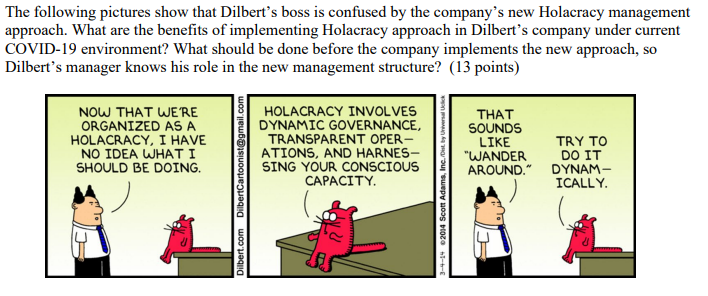 Solved The following pictures show that Dilbert's boss is | Chegg.com